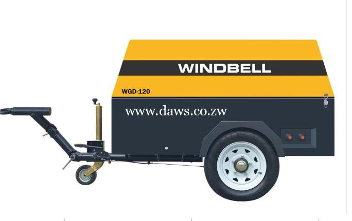 Windbell 120 Cfm Small Mining Diesel Engine Portable Air Compressor for ...